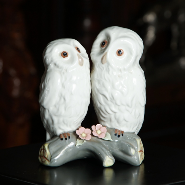 Купити порцелянову статуетку «Сова та совенятко на гілці 70 х років 20 століття від Casades